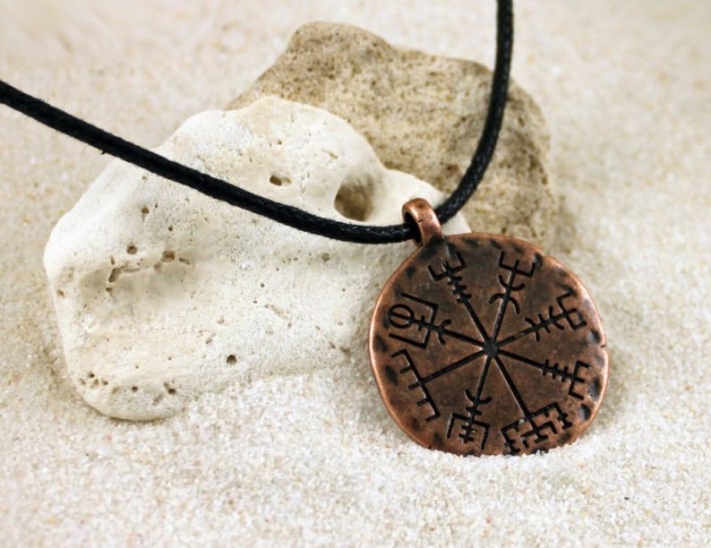 WAYFINDER Copper Viking Vegvisir Necklace Compass Runes - Etsy