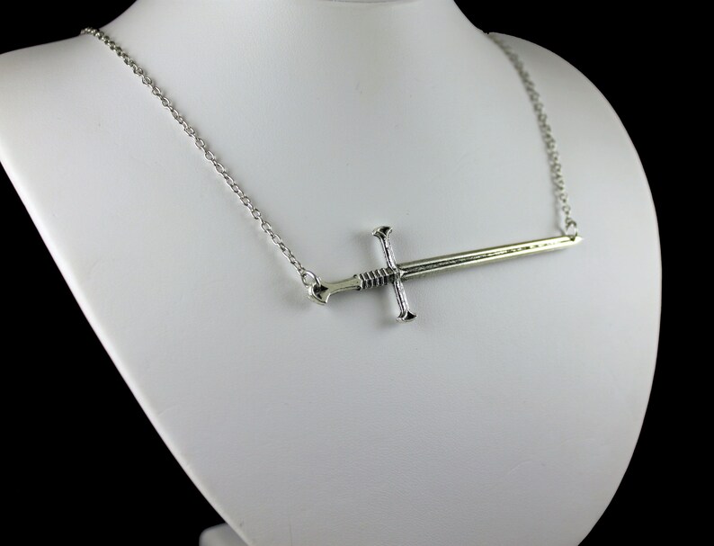TOUCHÉ II - Sideways Long Sword Necklace, XL, Gothic, Fantasy, Medieval ...