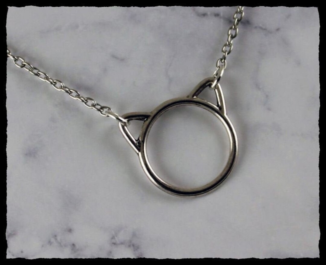 CATTITUDE - Cat Outline Necklace or Choker, Cat Head With Ears ...