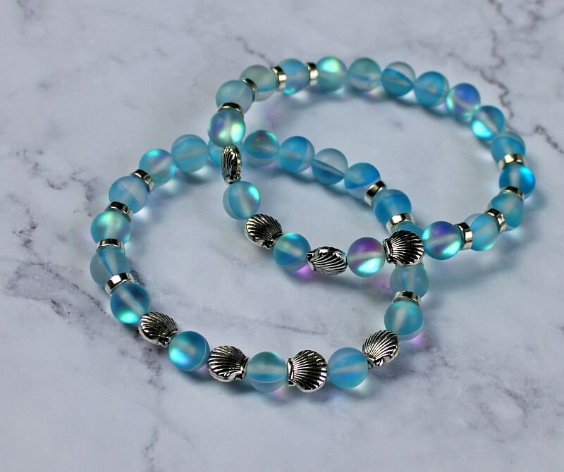 SEA BLUE - Mermaid Glass Bracelet, Mystic Aura, Iridescent Shine ...