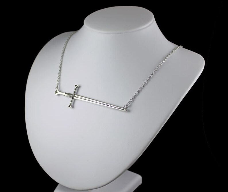 TOUCHÉ II - Sideways Long Sword Necklace, XL, Gothic, Fantasy, Medieval ...