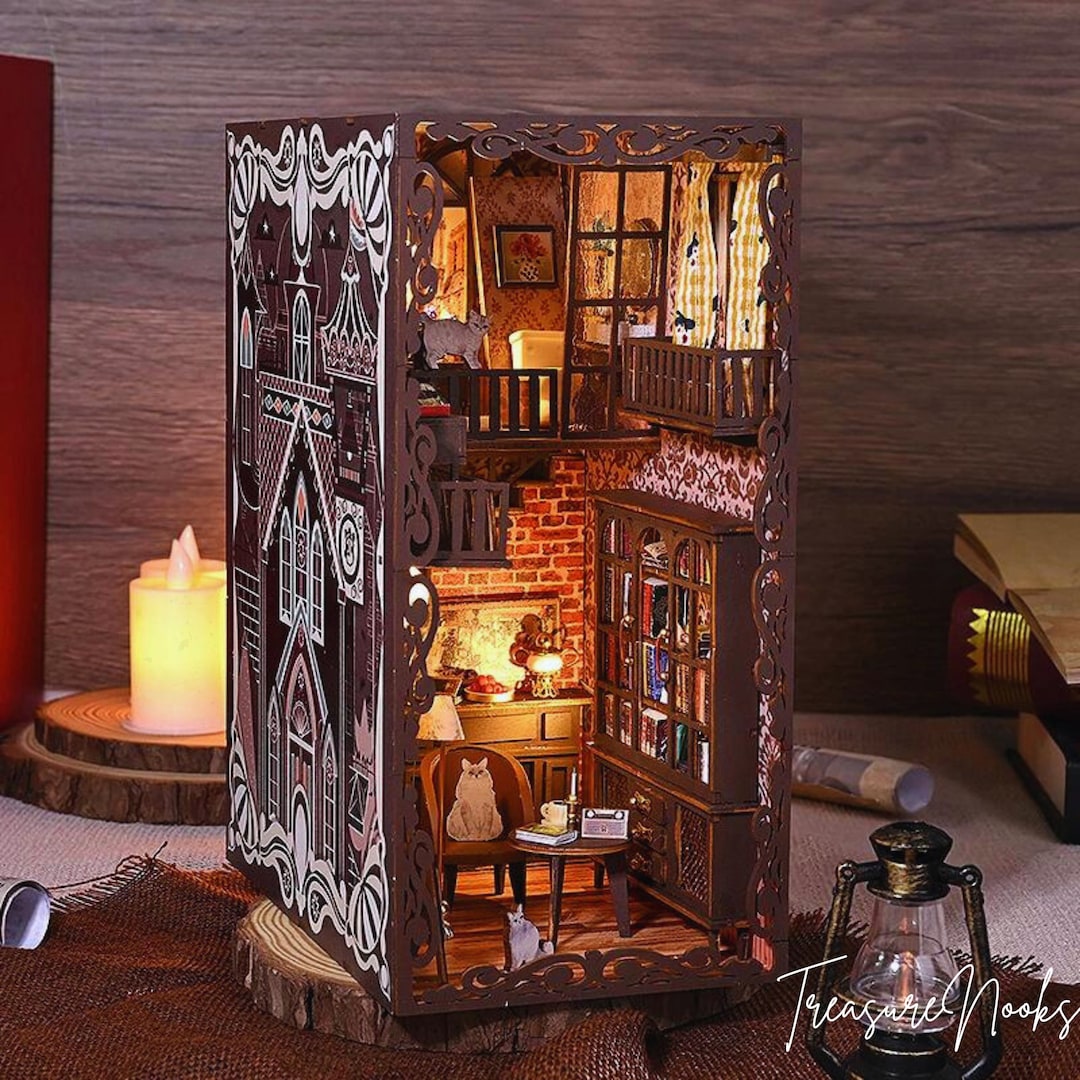 Wooden Victorian-style Book Nook 3D Booknook Kit DIY Dollhouse Puzzle ...
