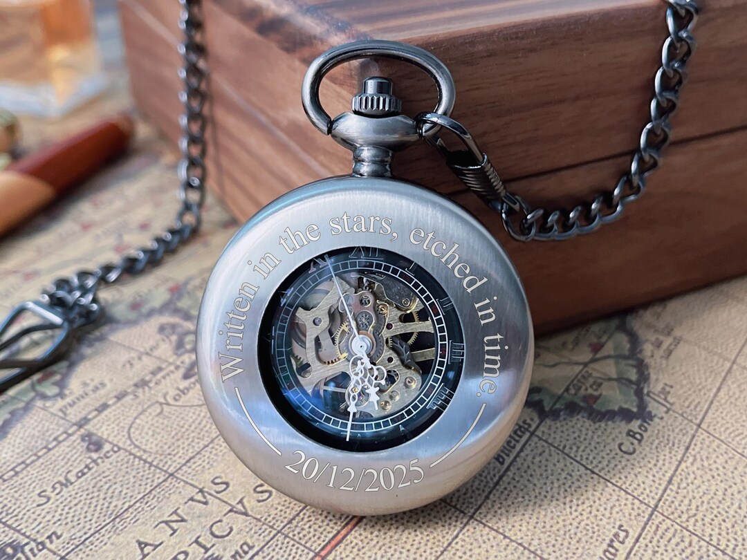 Vintage Mechanical Pocket Watch With Personalized Engraving, Customized ...