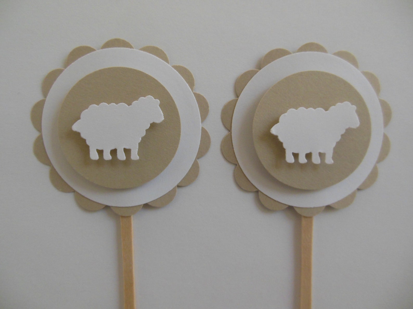 Sheep or Lamb Cupcake Toppers Tan and White Birthday - Etsy