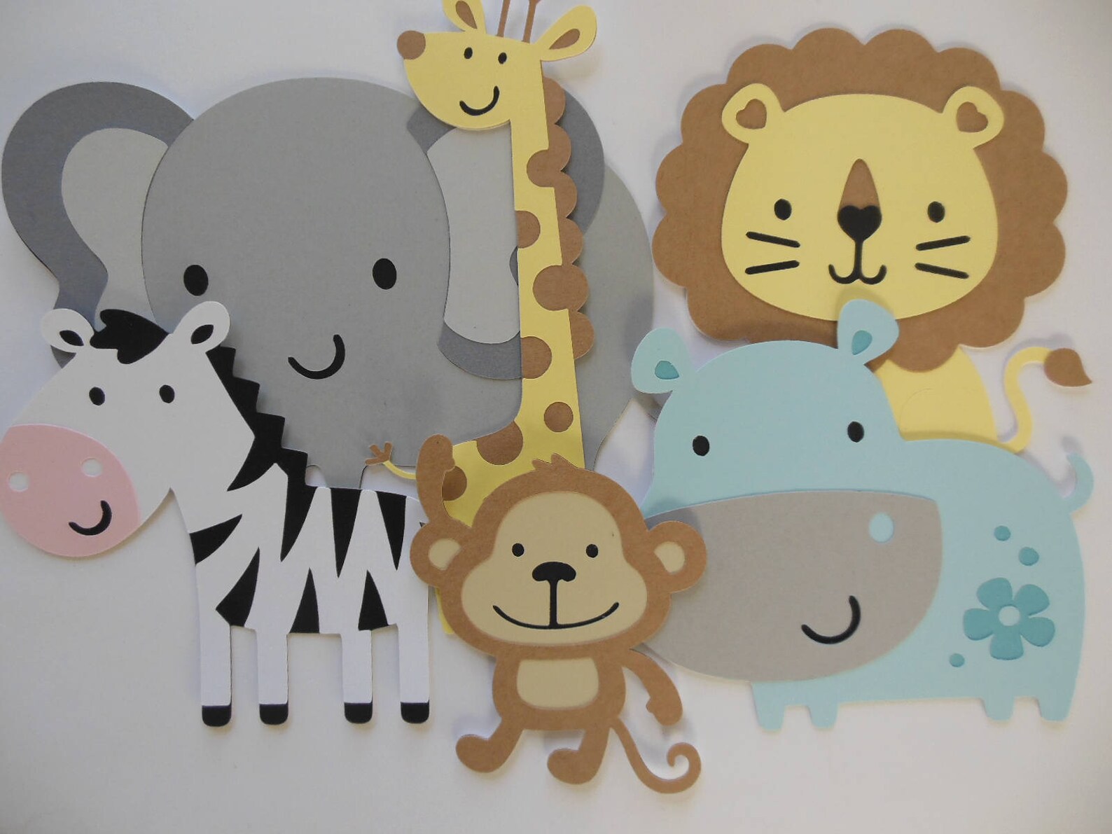 4 Safari or Zoo Animal Cutouts Lion Giraffe Zebra - Etsy