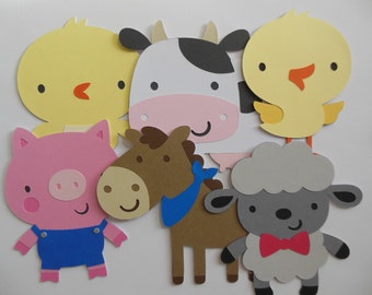 Farm Animal Cutouts Chick Cow Horse Lamb Pig and | Etsy