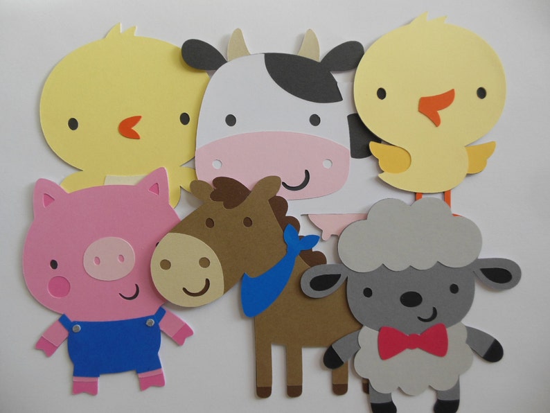 Farm Animal Cutouts - Chick, Cow, Horse, Lamb, Pig and Duckling ...