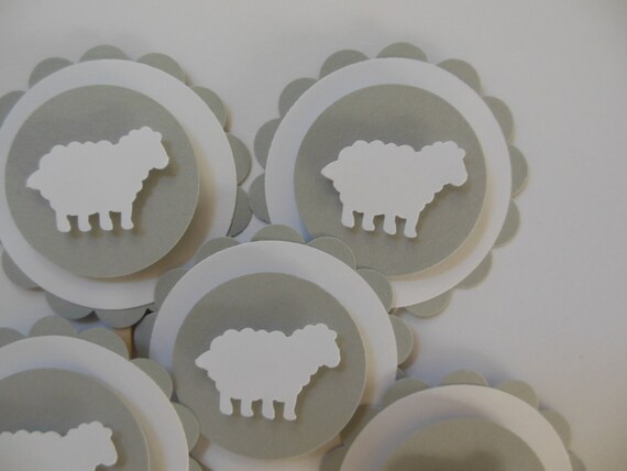 Sheep or Lamb Cupcake Toppers Gray and White Birthday | Etsy