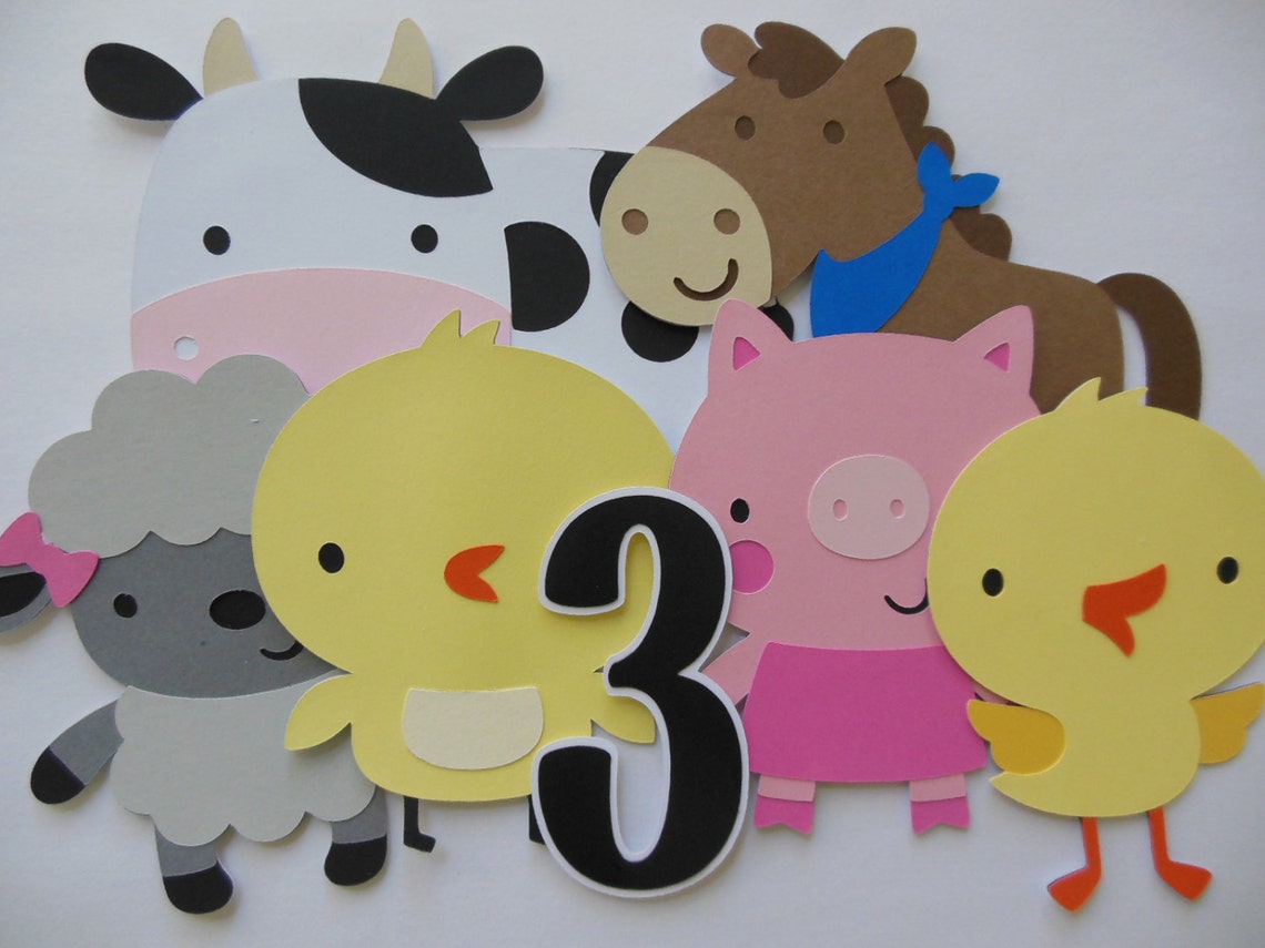Farm Animal Cutouts With Number Chick Cow Horse Lamb Pig - Etsy