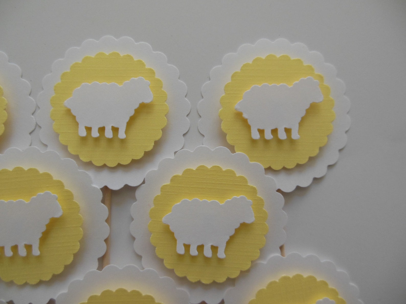 Sheep Cupcake Toppers - Yellow and White - Gender Neutral - Baby Shower ...