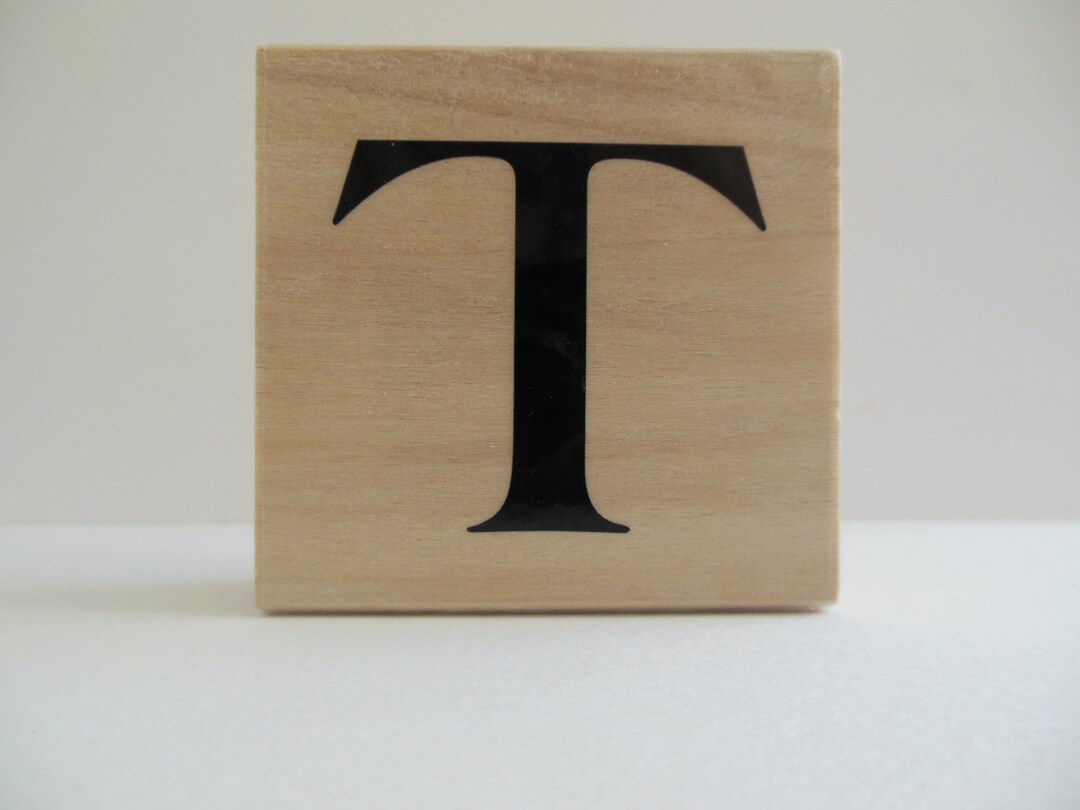 Letter T Rubber Stamp True Blue Collection Wood Mounted Initial Stamp ...