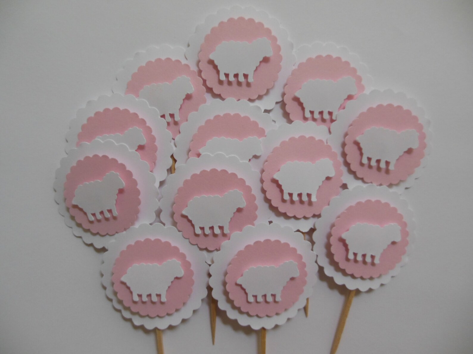 Sheep Cupcake Toppers Light Pink and White Lamb Toppers | Etsy