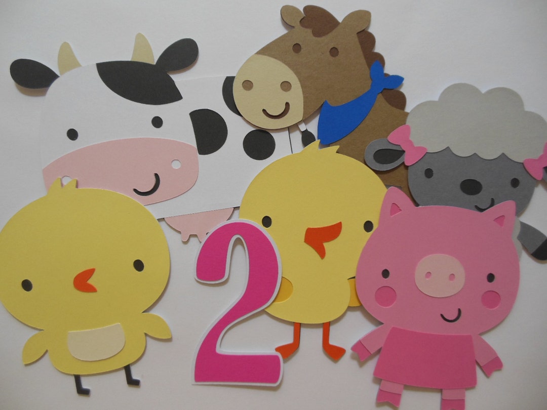 Farm Animal Cutouts With Number - Chick, Cow, Horse, Lamb, Pig and ...