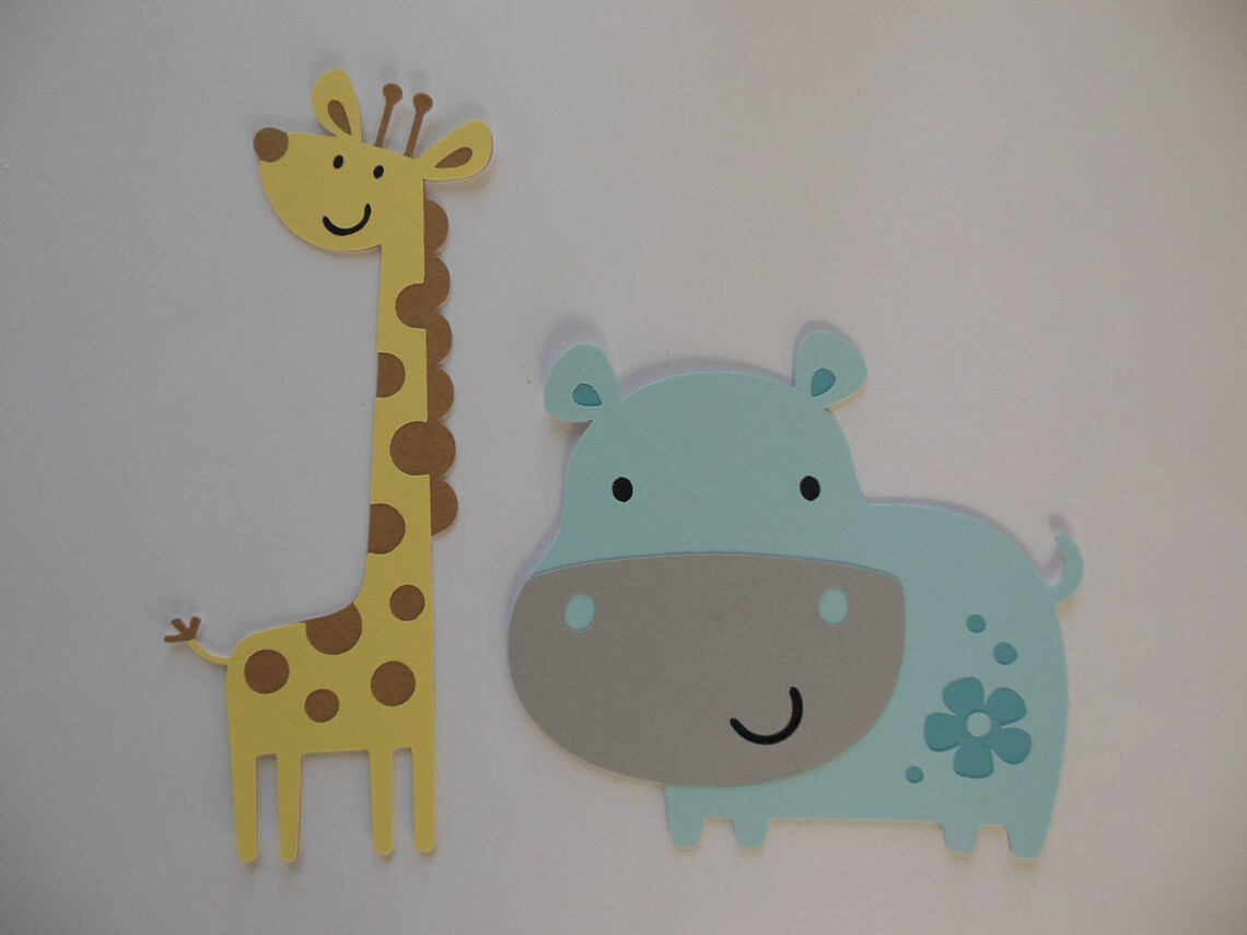 4 Safari or Zoo Animal Cutouts Lion Giraffe Zebra - Etsy