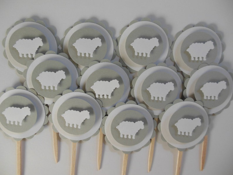 Sheep or Lamb Cupcake Toppers Gray and White Birthday - Etsy