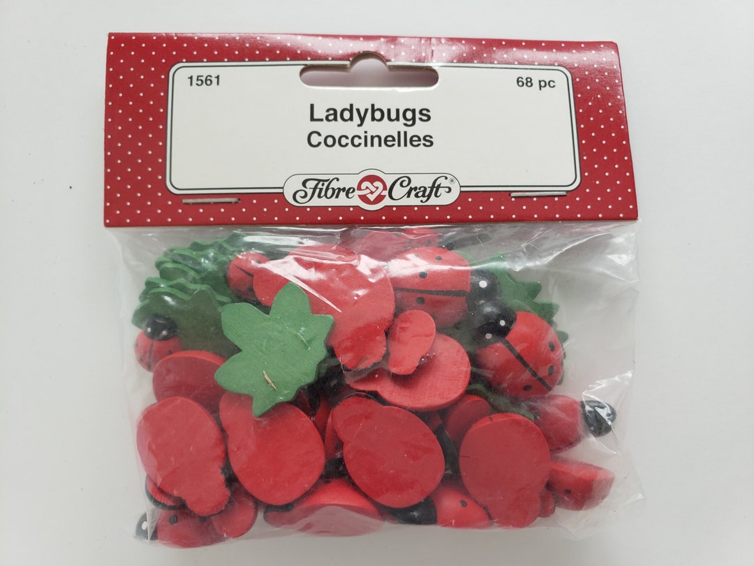 Wooden Ladybugs and Leaves - Fibre Craft - 68 Pieces - Etsy