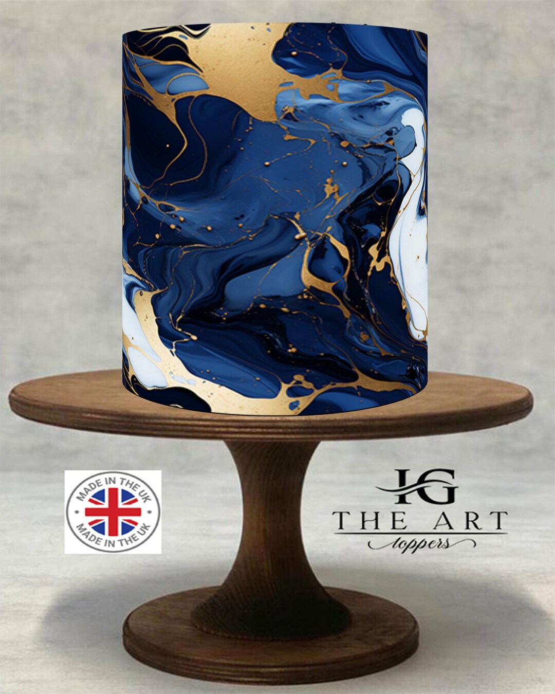 Edible Marble Blue and Gold Cake Wrap Photo Edible Cake Border ICING ...
