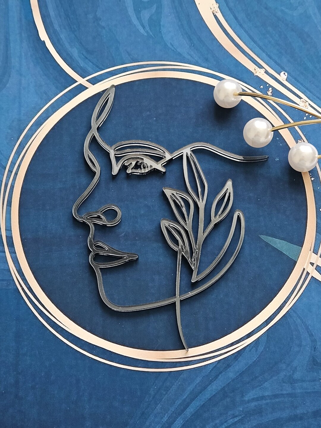 Womens Face Line Art Cake Topper Silhouette,line Art Cake Topper ...