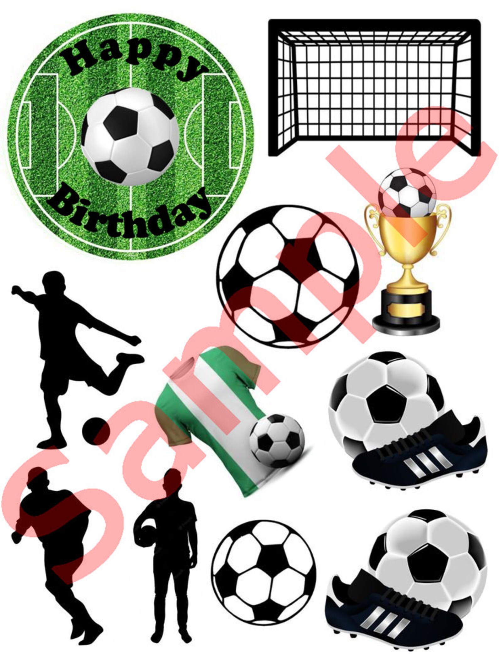 Football Soccer Photo Edible Wafer&icing A4 Cake Topper Birthday ...