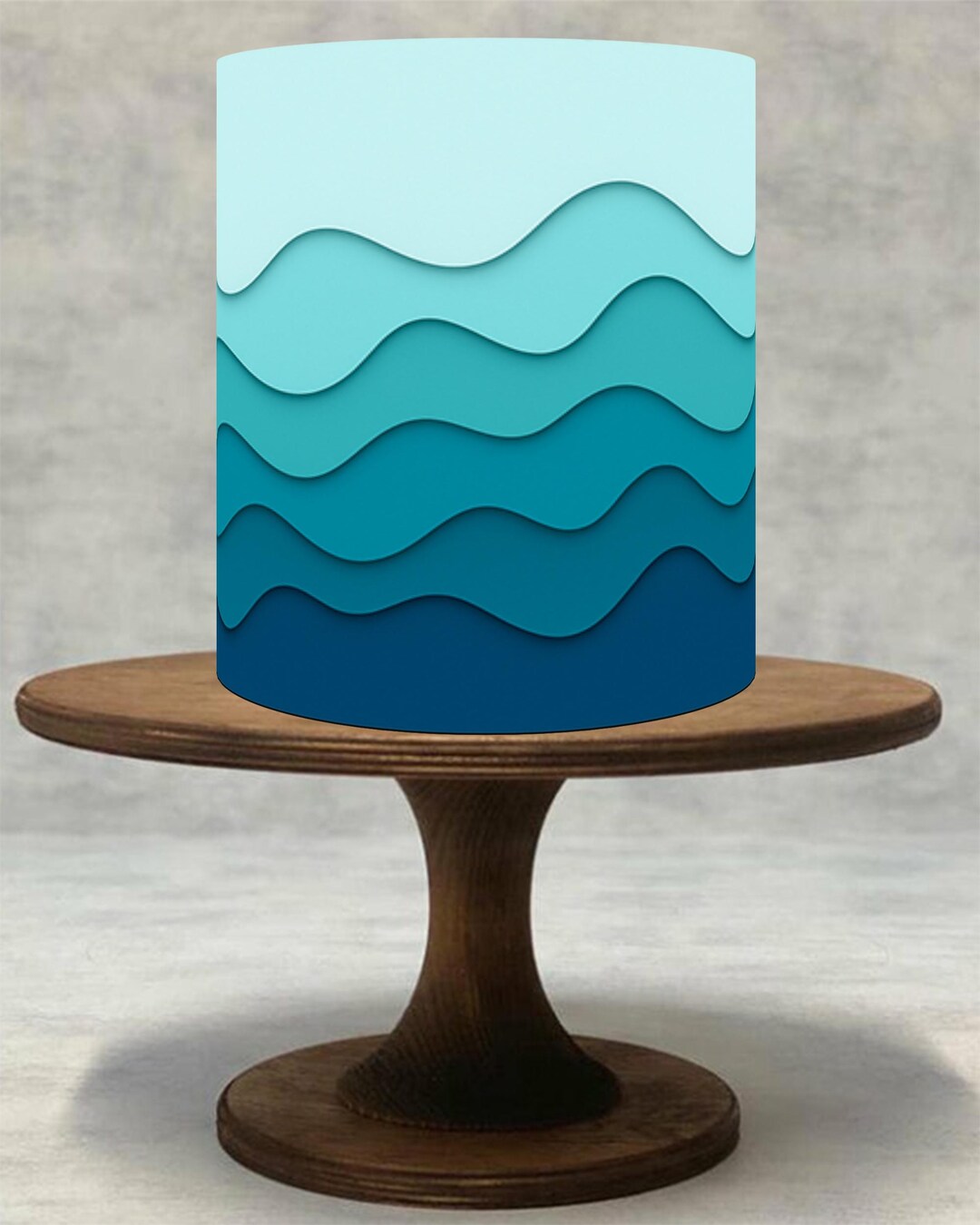 Ocean Wave Blue Ombre Cake Wrap and Edible Cake Topper – Sea-inspired ...