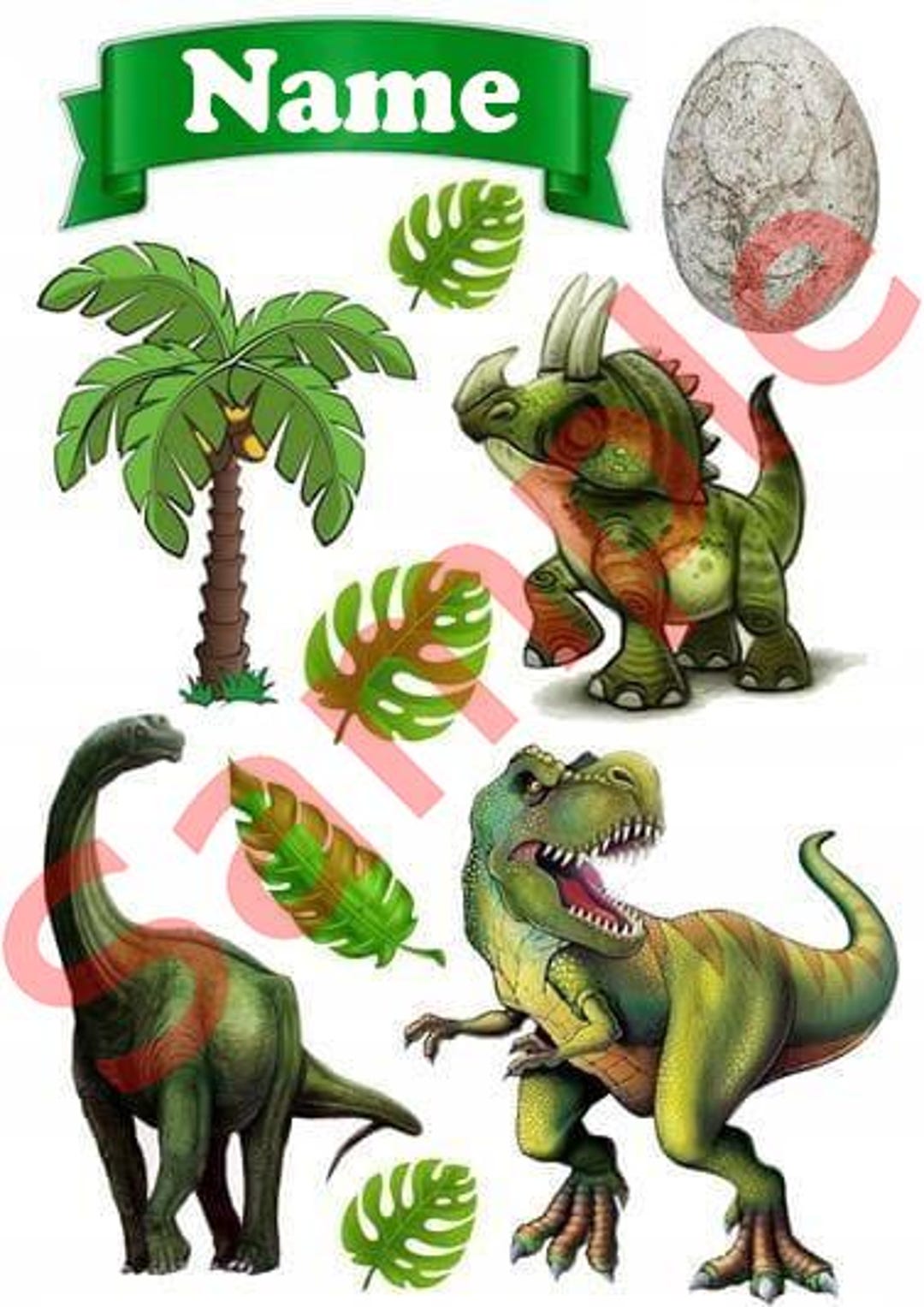 Personalized Dinosaur Photo Edible Wafer&icing A4 Cake Topper Birthday ...