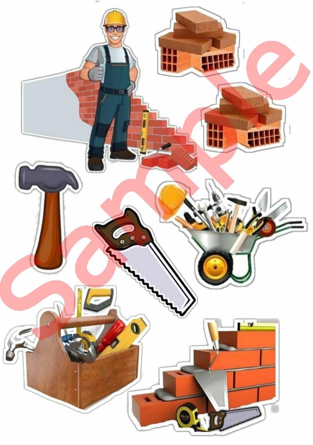 Construction Bricklayer Photo Edible Wafer&icing A4 Cake Topper ...