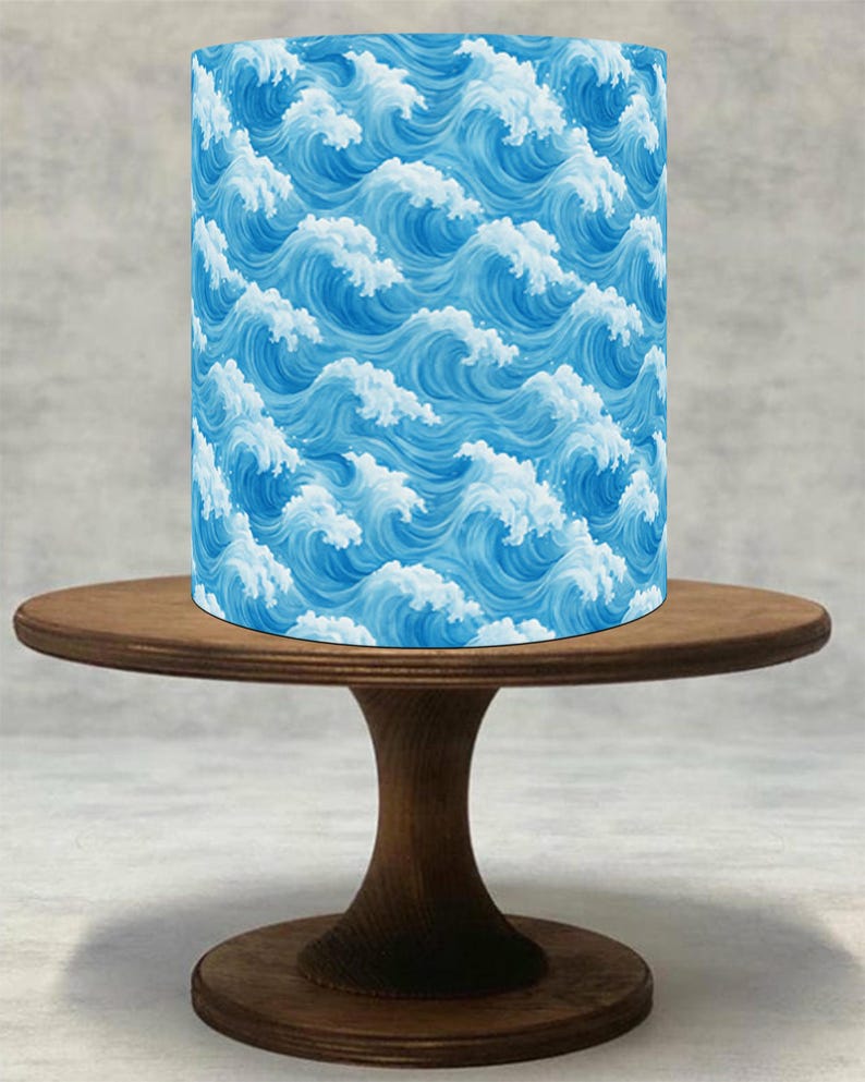 Blue Ocean Waves Edible Cake Wrap and Topper | Sea Theme Cake ...