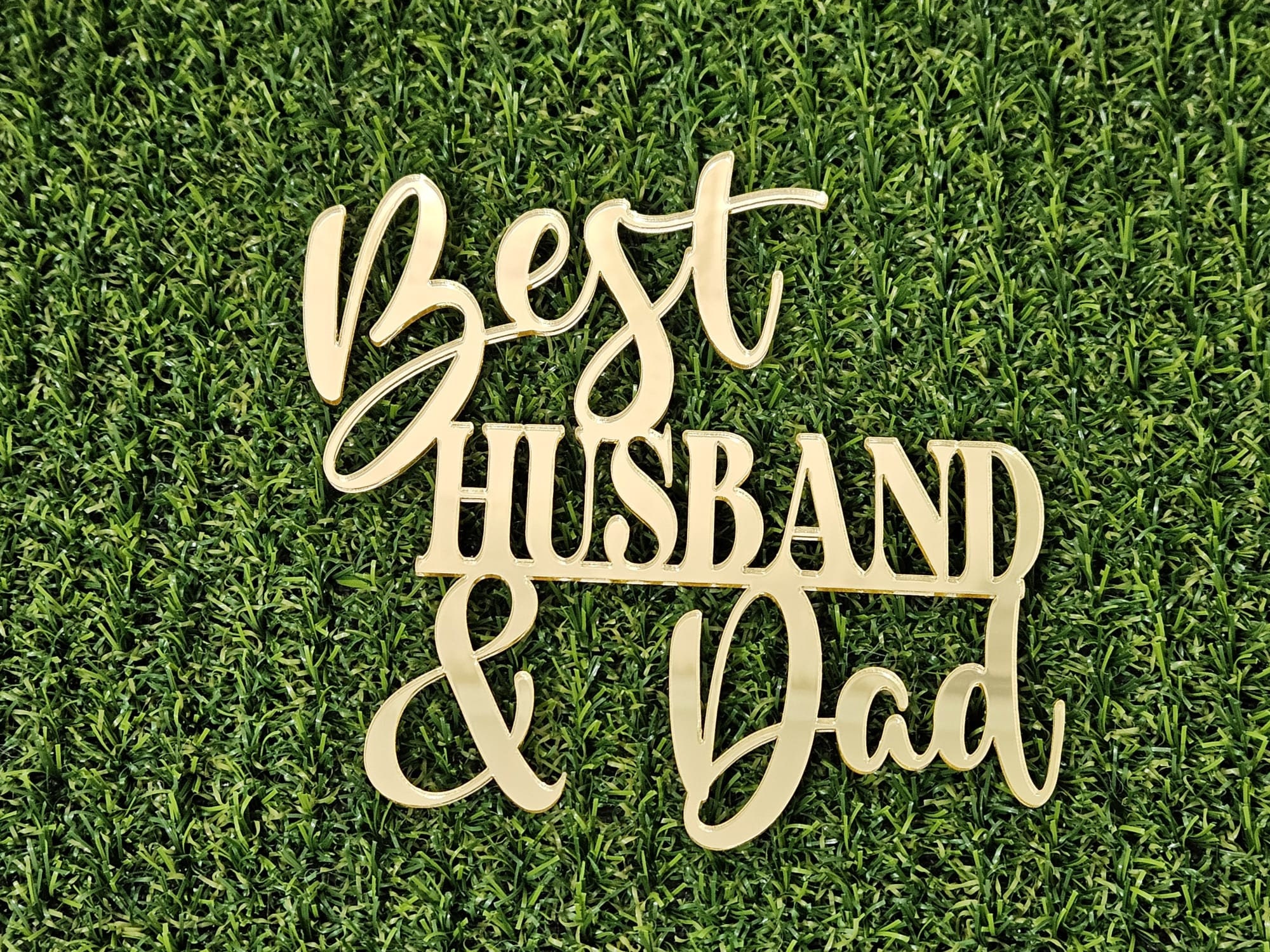 Acrylic Best Husband and Dad Charm Cake Topper Acrylic Father's Day ...