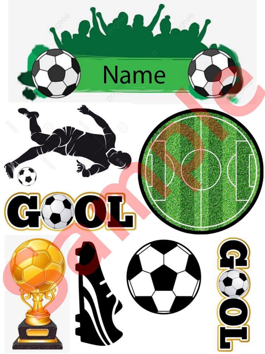 Football Soccer Personalized Photo Edible Wafer&icing A4 Cake Topper ...