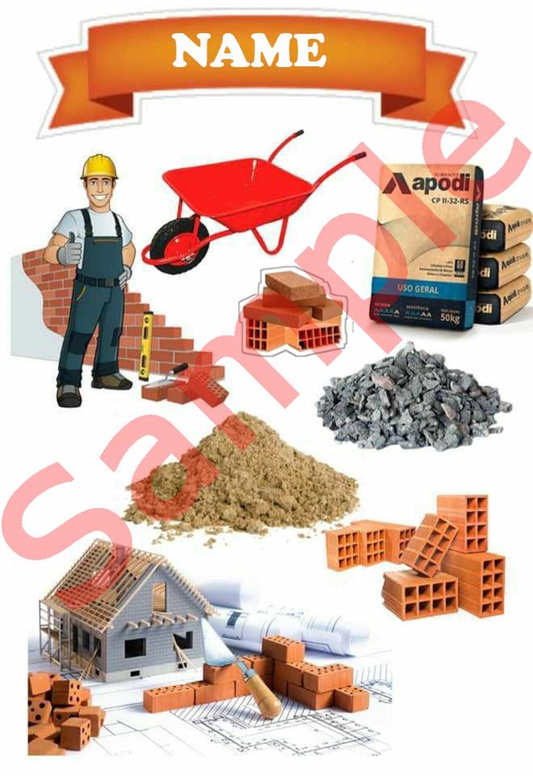 Personalized Construction Bricklayer Photo Edible Wafer&icing A4 Cake ...