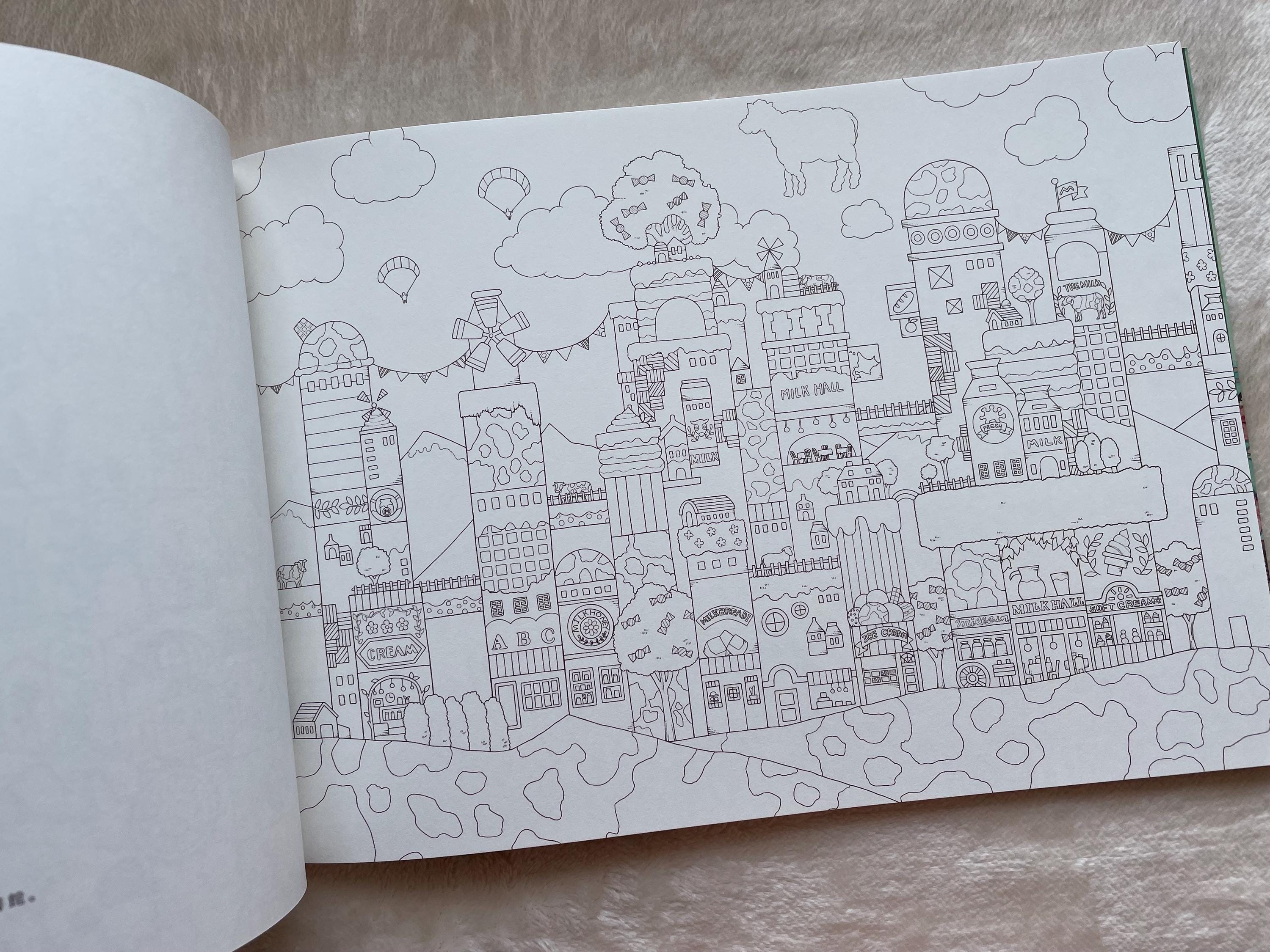 Coloring Book of Imaginary Towns That Travels Through the Seasons ...