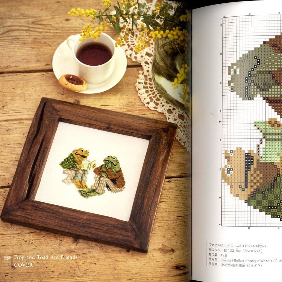 Frog and Toad Cross Stitch Book Japanese Craft Book NP - Etsy