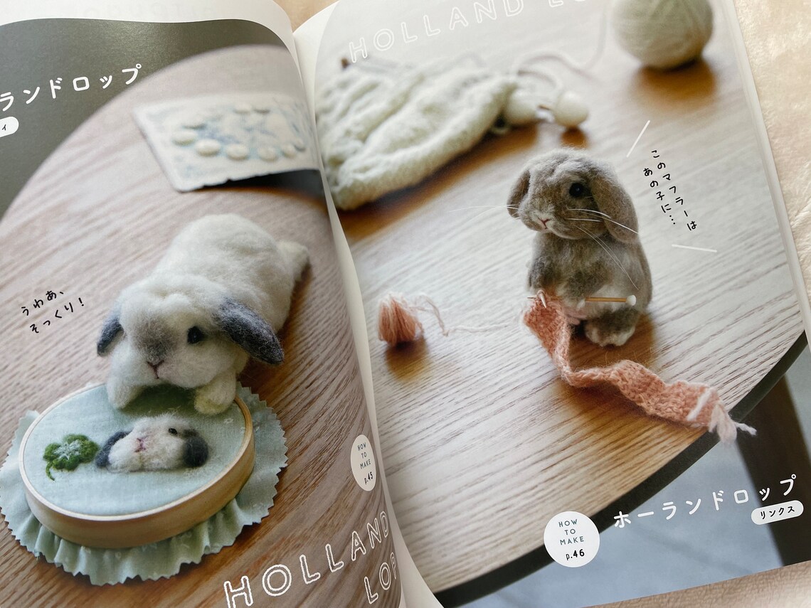 Realistic FELT Wool Cute Small Rabbits - Japanese Craft Book - Etsy UK