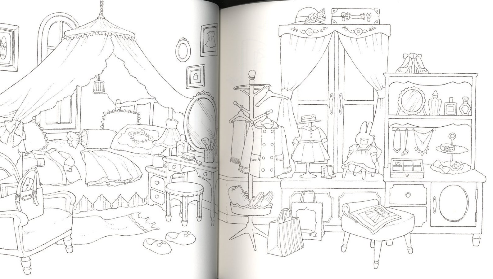 My Colorful Dream Rooms : A Coloring Tour Japanese Coloring | Etsy