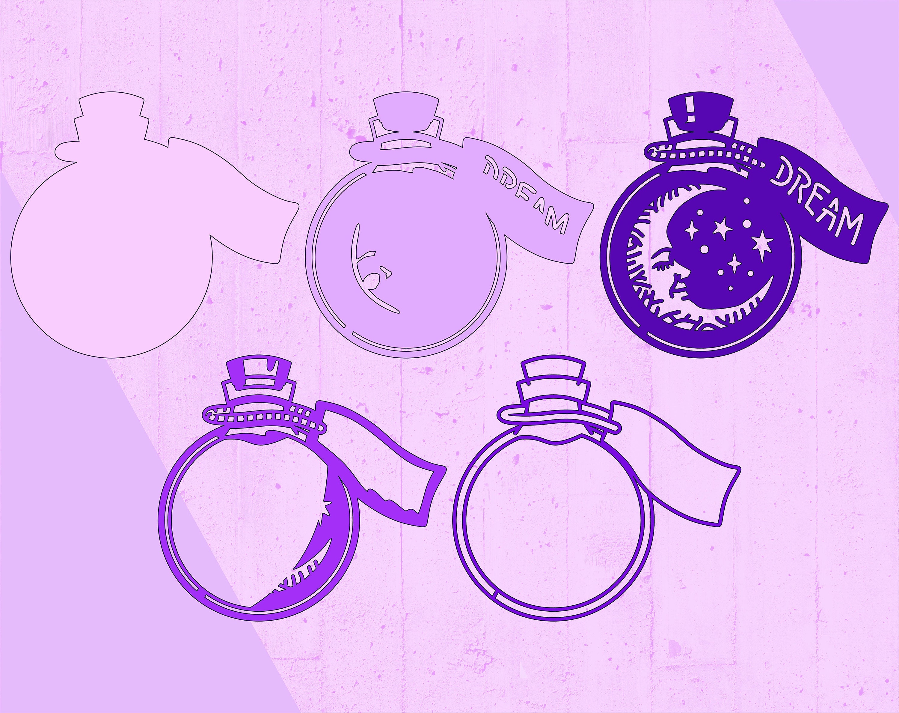 Potion Bottle SVG, Mystical Moon PNG, Layered Papercut, Laser Cutting ...