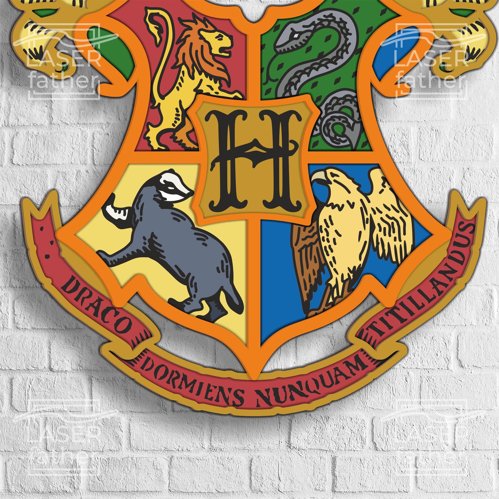 Magic School Houses Crests SVG, Wizard Laser File, Layered Wood Cutout ...