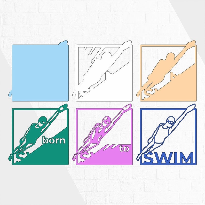 Swimming SVG, Multilayer Laser Cut File, Swimmer Silhouette, Digital ...