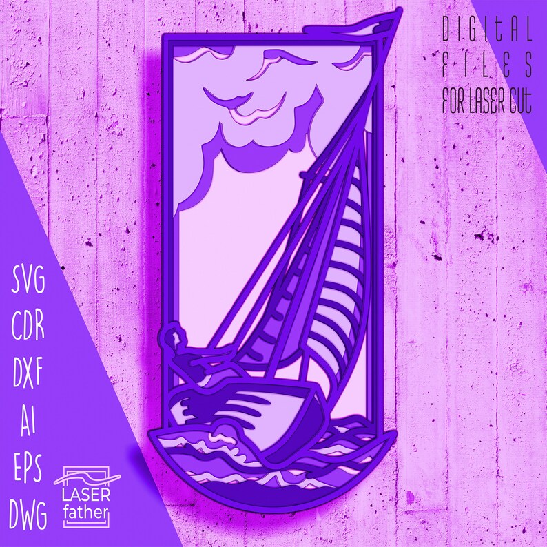 Sailboat SVG, Layered Laser Cut Files, Instant Download, Nautical Dxf ...