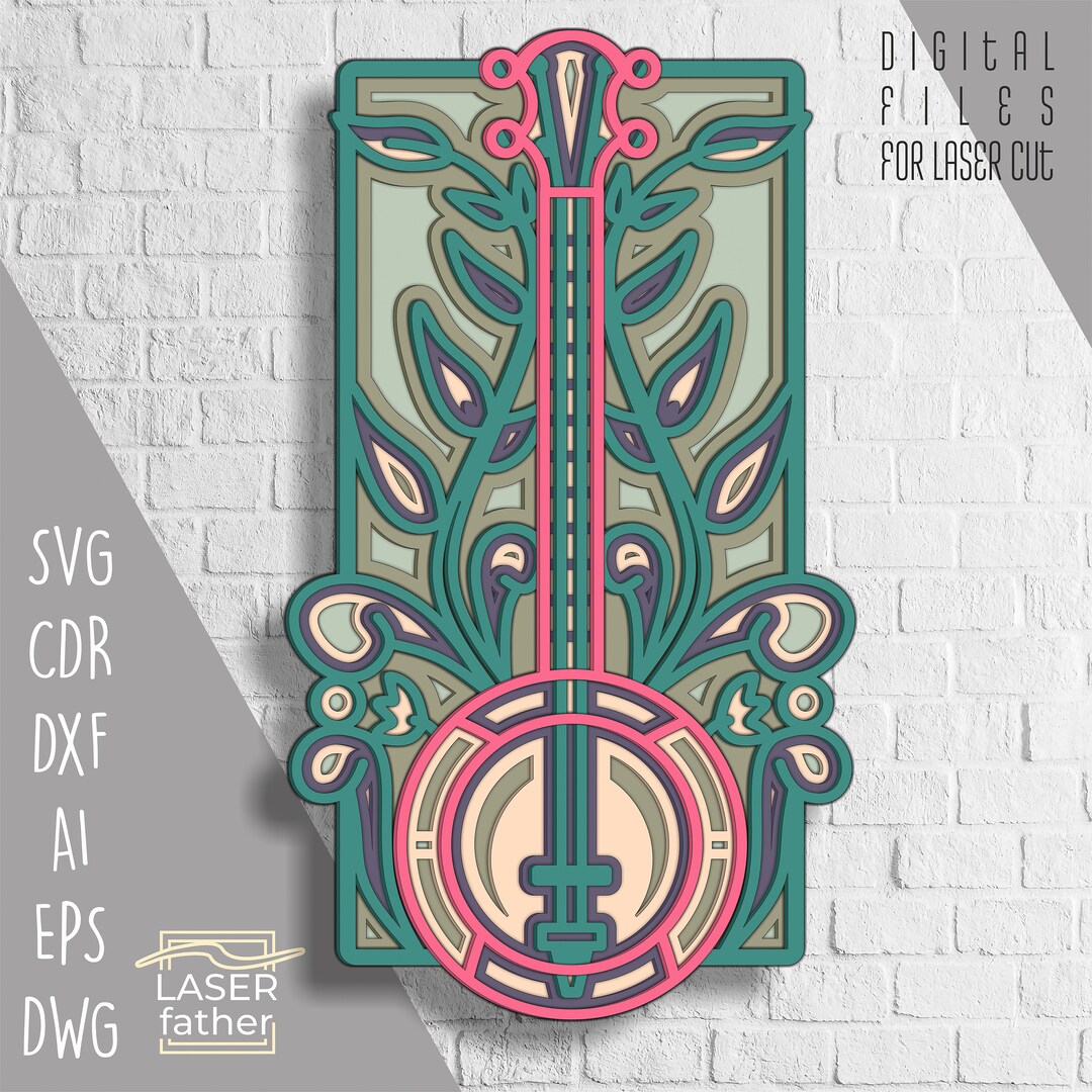 Banjo 3D Layered SVG, Laser Ready Digital Files, Instant Download ...