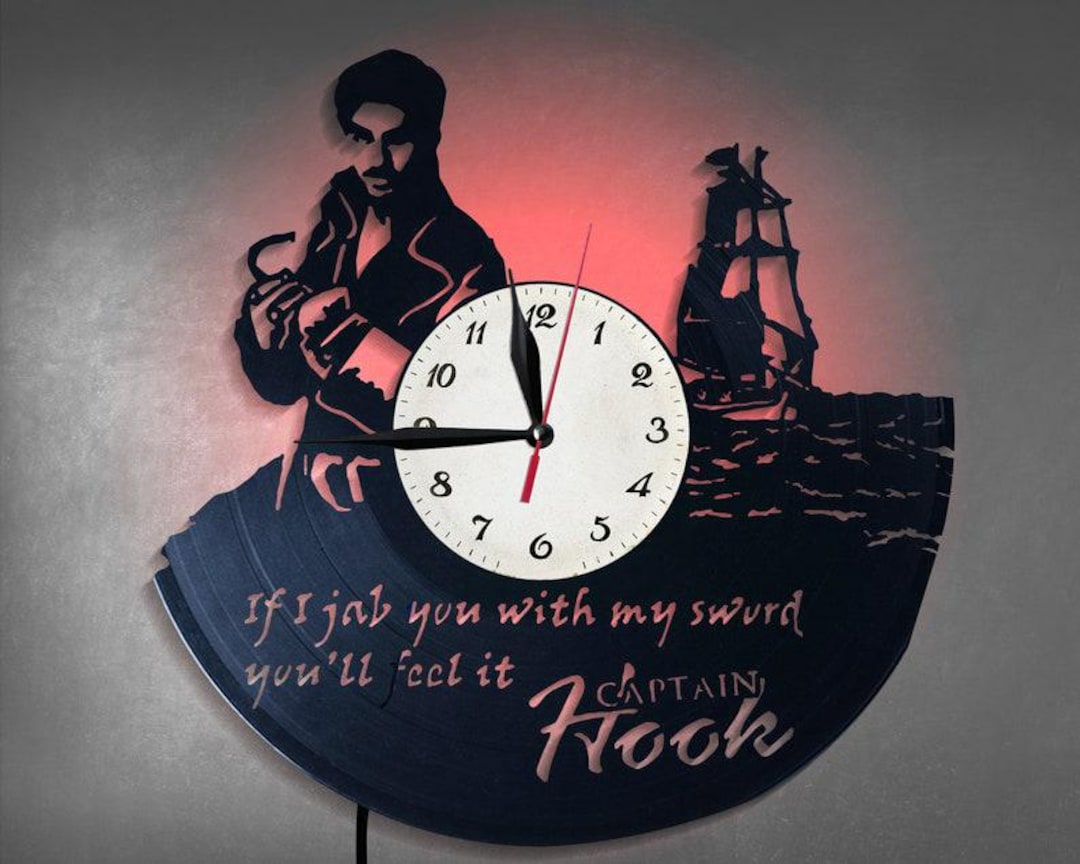 Captain Hook Vinyl Record Clock, Christmas Gifts for Brother, Pirate ...