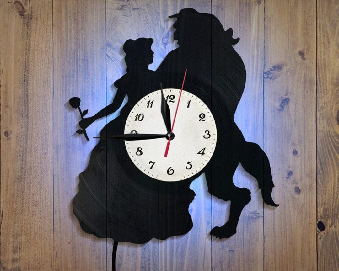 Beauty and the Beast Vinyl Record Clock, Xmas Gifts for Her, Princess ...