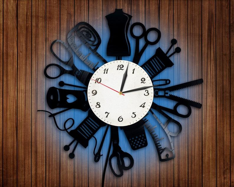 Sewing Tools Vinyl Record Clock, Christmas Gift for Wife, Craft Room ...