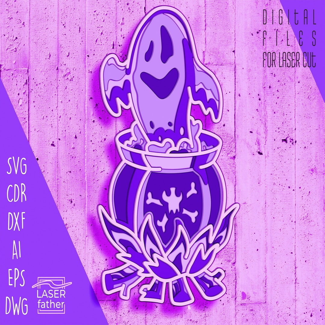 Ghost SVG, Halloween Laser Cut Files, Digital Download, Layered Paper ...