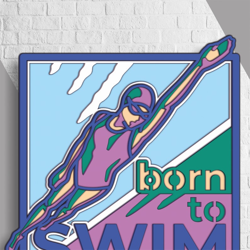 Swimming SVG, Multilayer Laser Cut File, Swimmer Silhouette, Digital ...