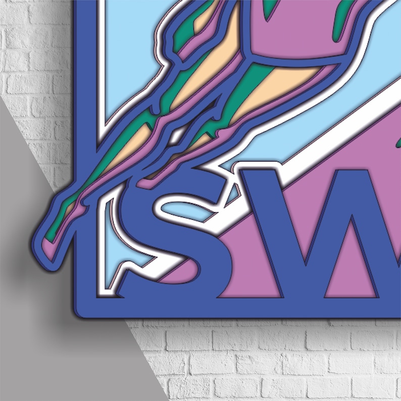 Swimming SVG, Multilayer Laser Cut File, Swimmer Silhouette, Digital ...