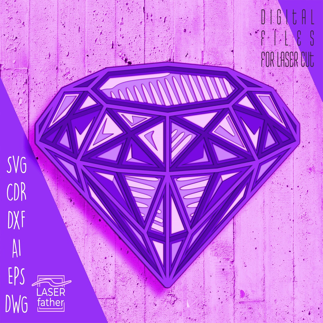 Diamant SVG-Dateien, Edelstein Png, Laser bereit, Dxf Dateien, digitaler Download, Multilayer ...