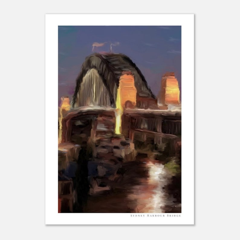 Sydney Harbour Bridge Night Lights Abstract Art Print, Sydney Iconic ...