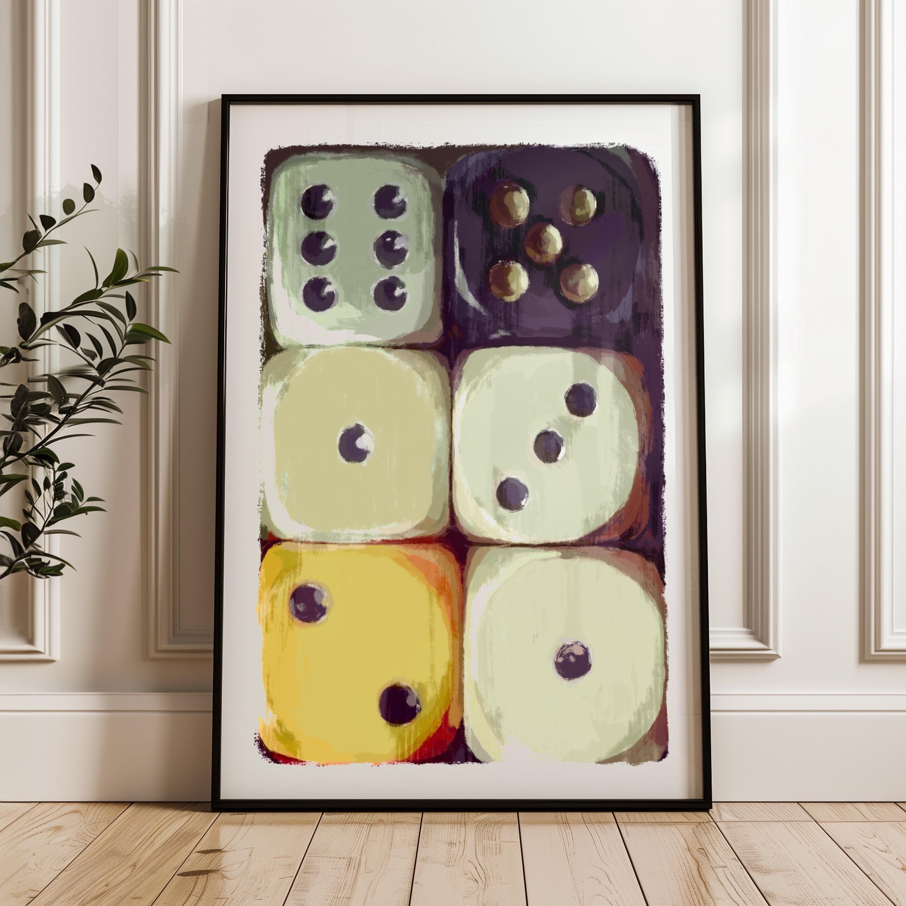 Original Vintage Dice Set Wall Print, Old Dice Illustration, Art for ...