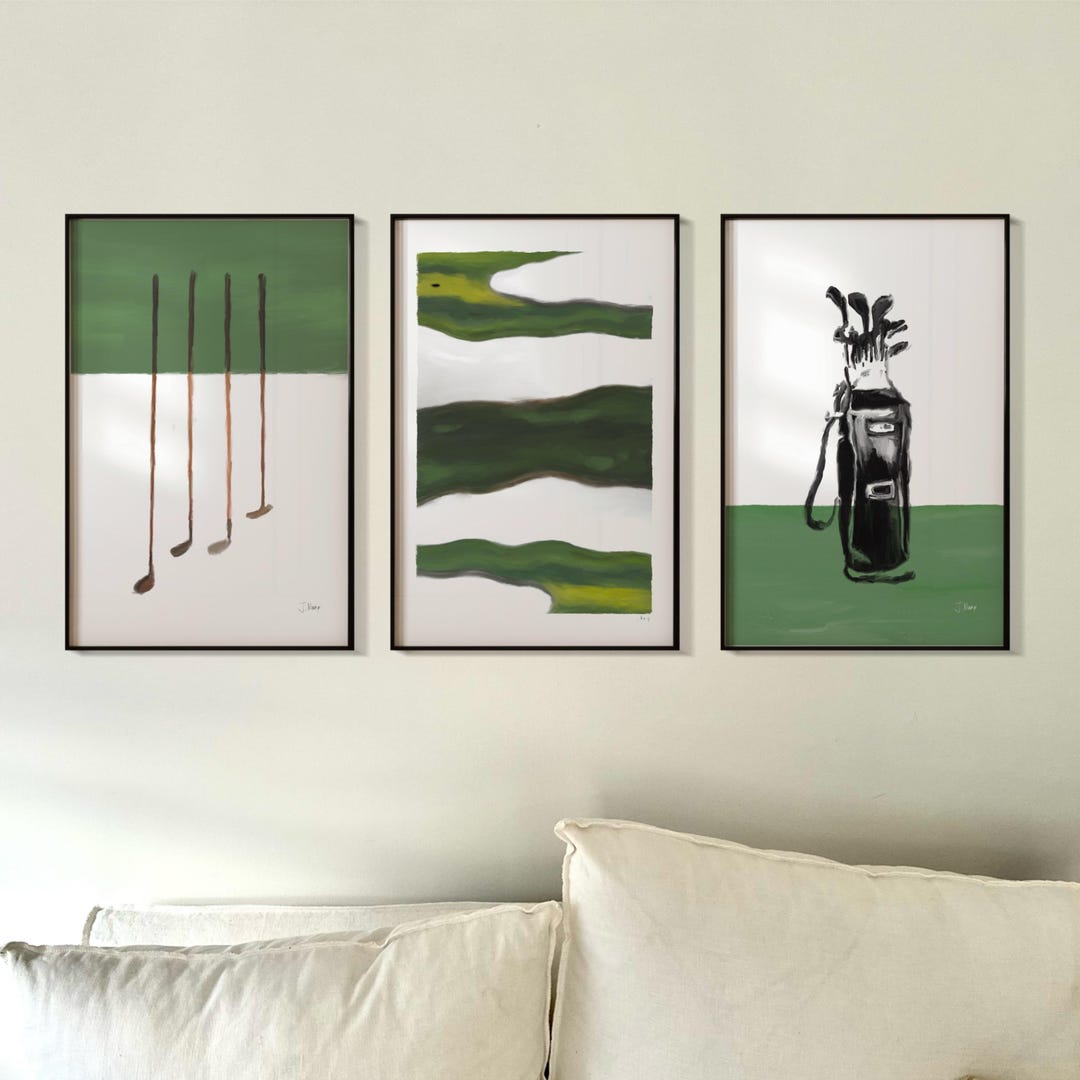 Abstract Golf Art Print Set: Game Room Triptych (digital Download) - Etsy