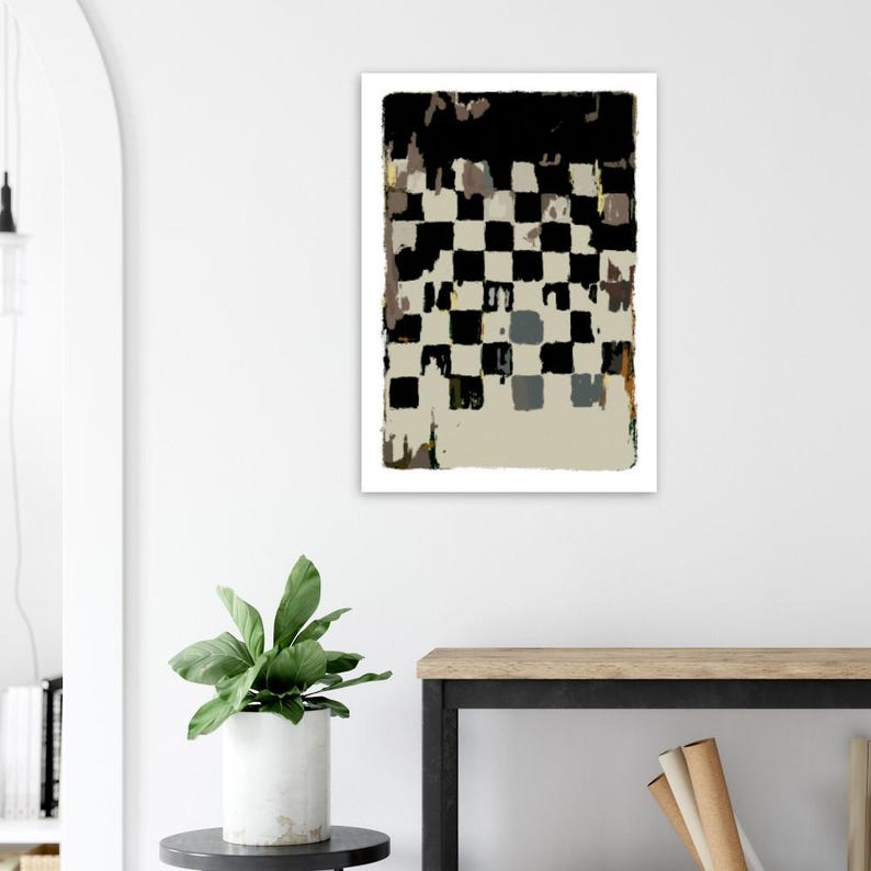 Original Vintage Chess Board Wall Print, Abstract Chess Board ...